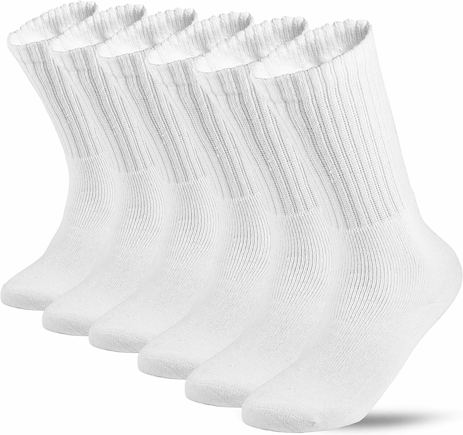 Big & Tall Men's Extra Wide Socks Athletic Crew Size 11-16 WHITE 3-Pack ...