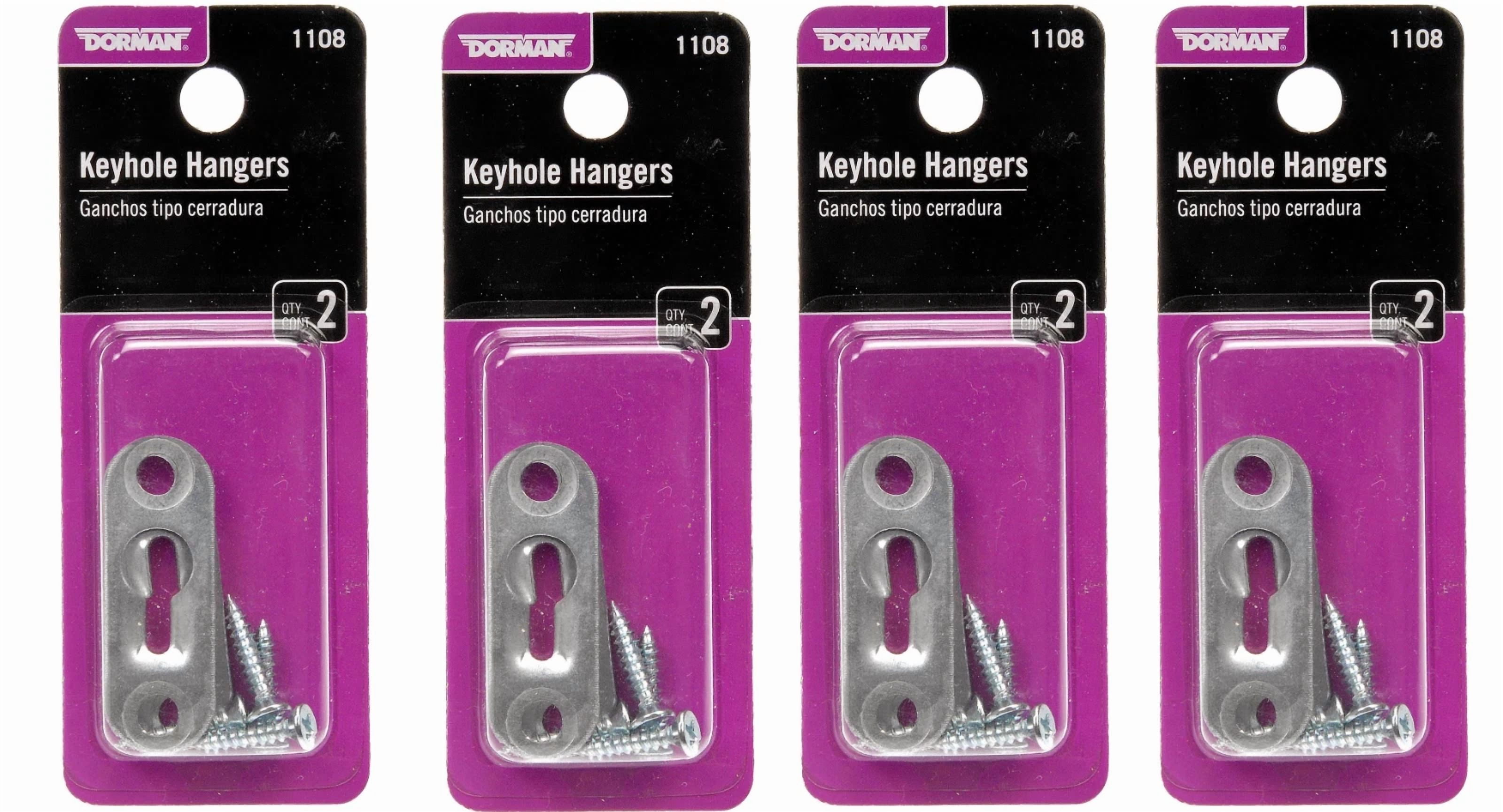Lot 4 Keyhole Photo Frame 8 Total Hanger Picture Hooks Metal Wood Wall ...