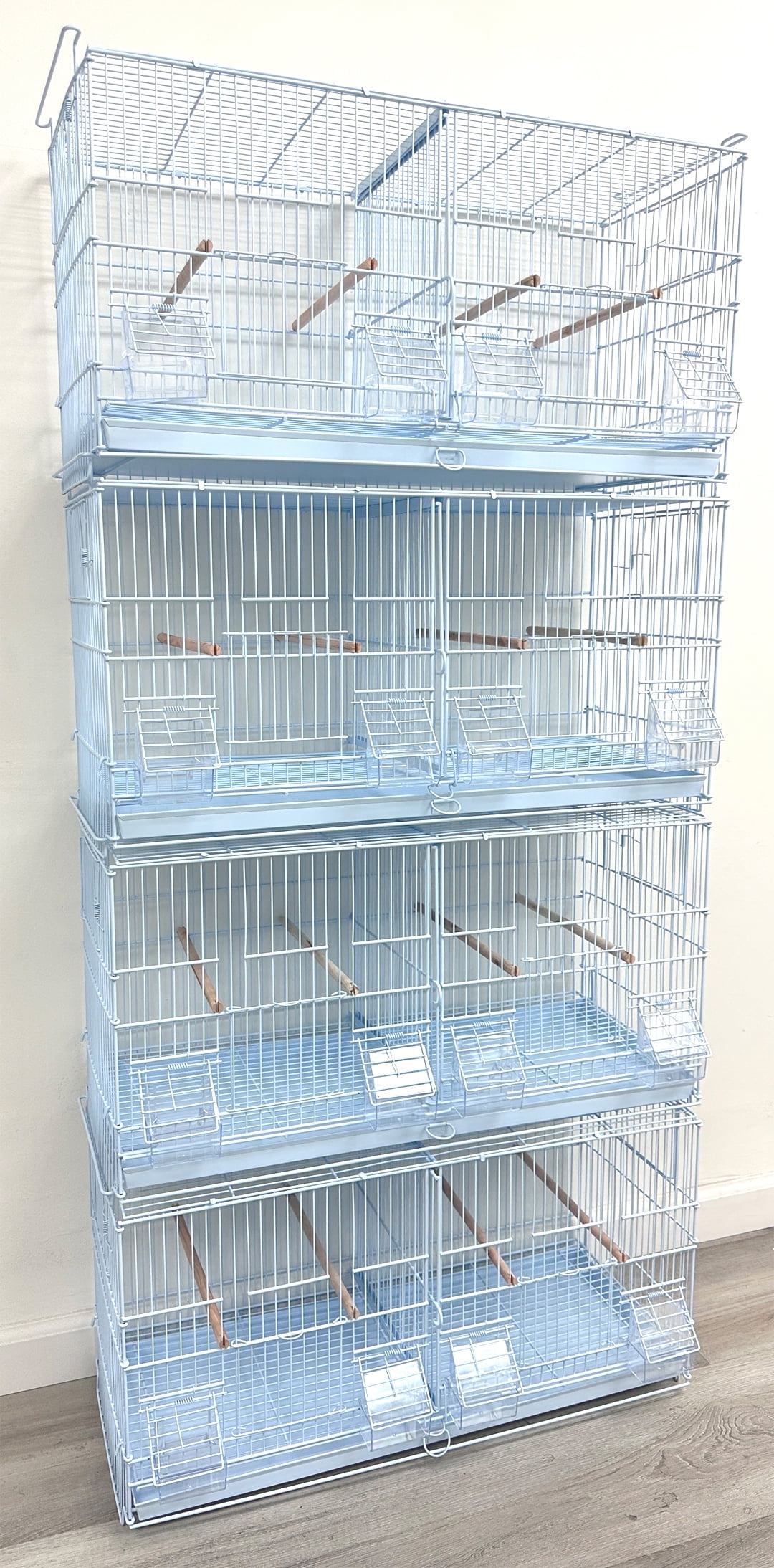 Lot of 4 White Stack & Lock Double Breeding Breeder Flight Bird Cage ...