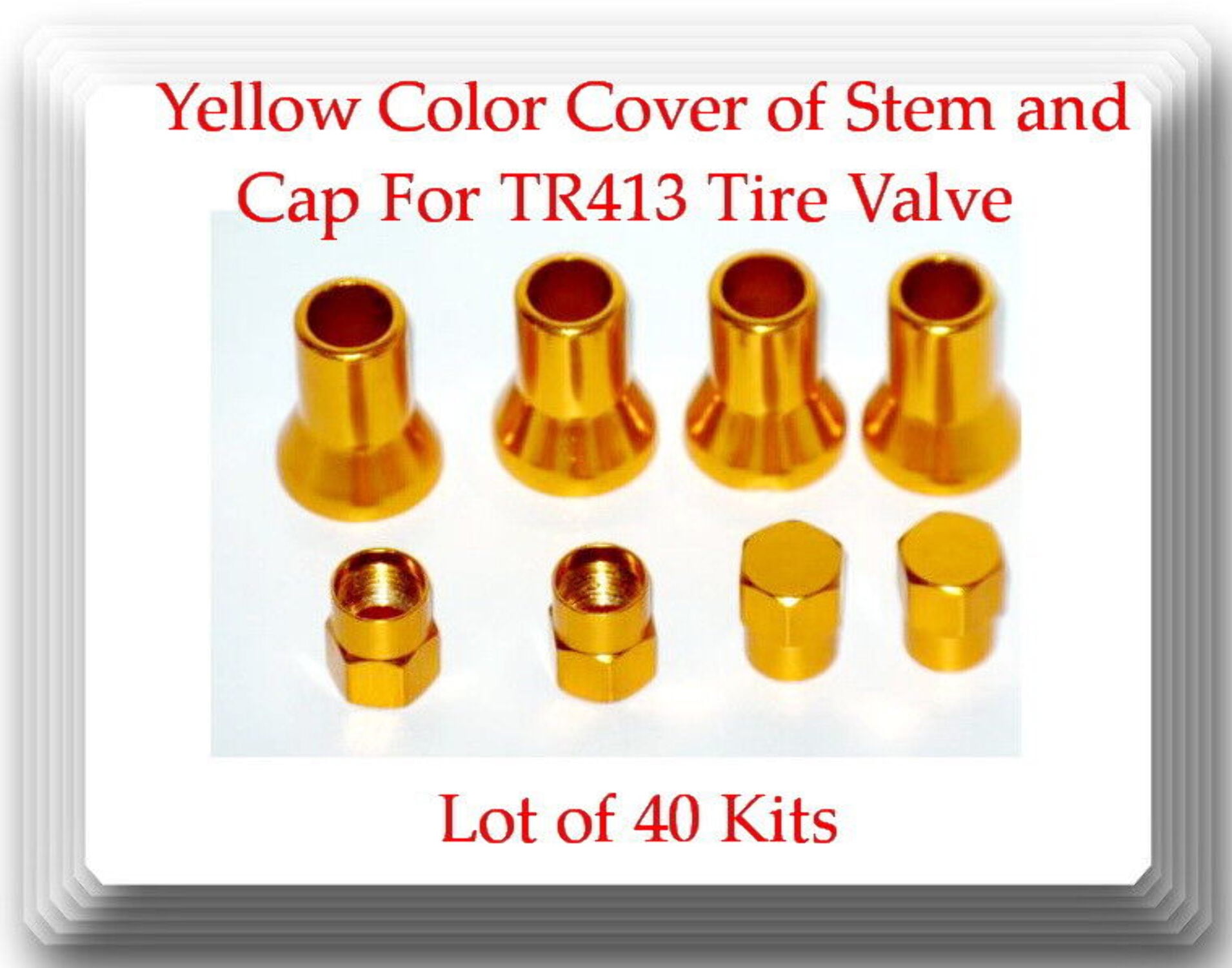Lot 40 Sets of Yellow Color Cover of Stem and Cap For TR413 Tire Valve ...