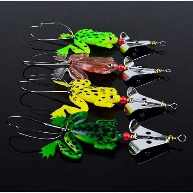 Lot 4pcs Soft Rubber Frog Fishing Lures Bass CrankBait Tackle Baits ...