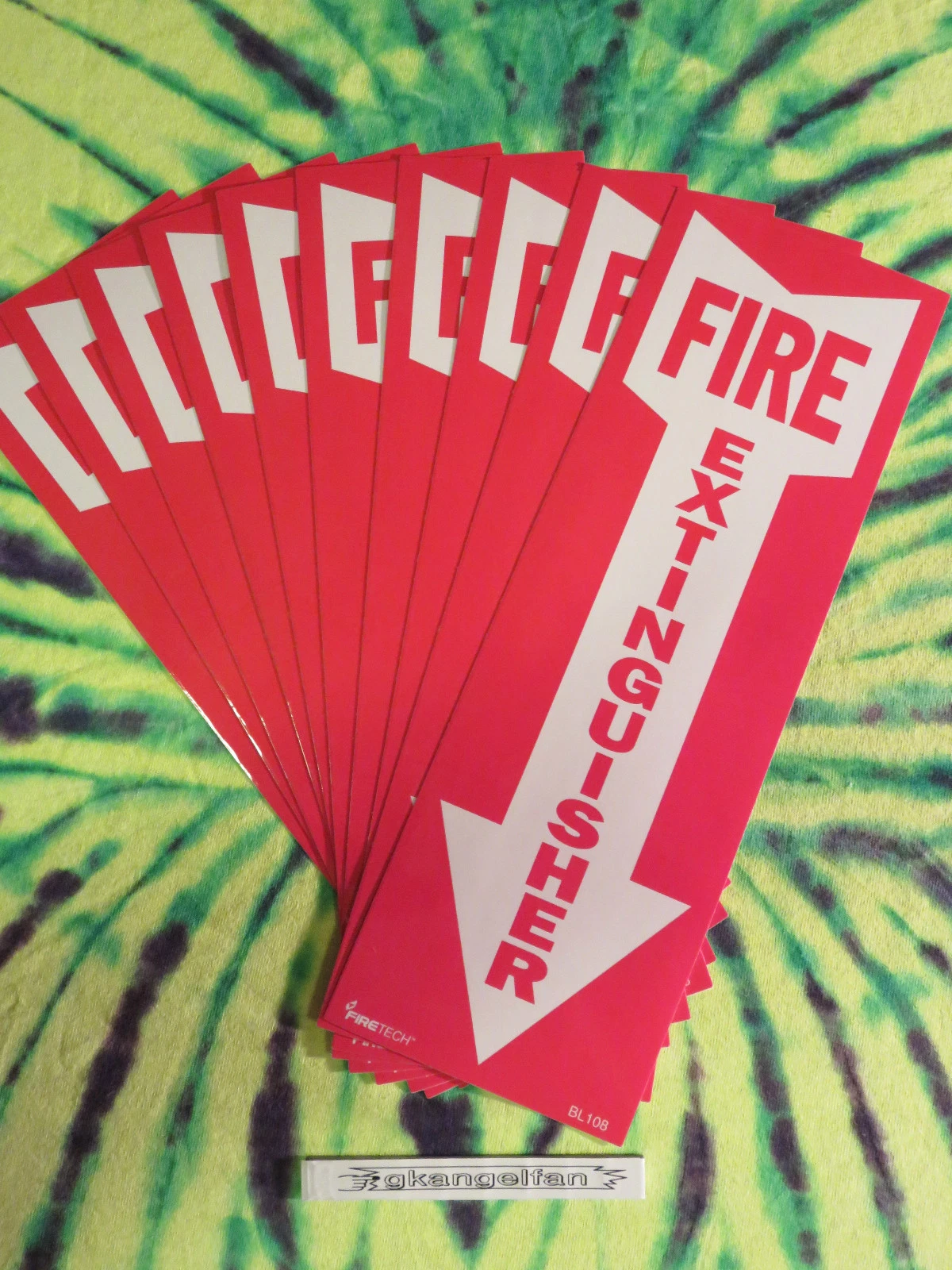 Lot Of 10) Self-Adhesive Vinyl Fire Extinguisher Arrow Sign'S 4" X 12 ...