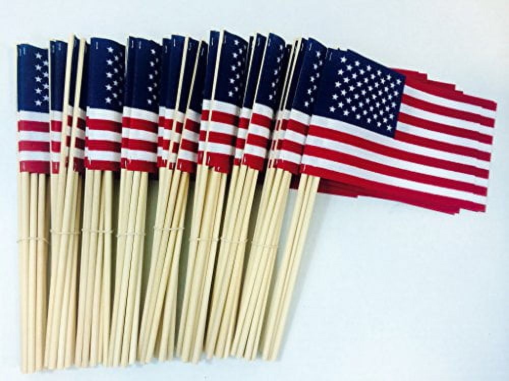 Lot Of 100 4X6 Inch Us American Hand Held Stick Flags No Tip Made In ...