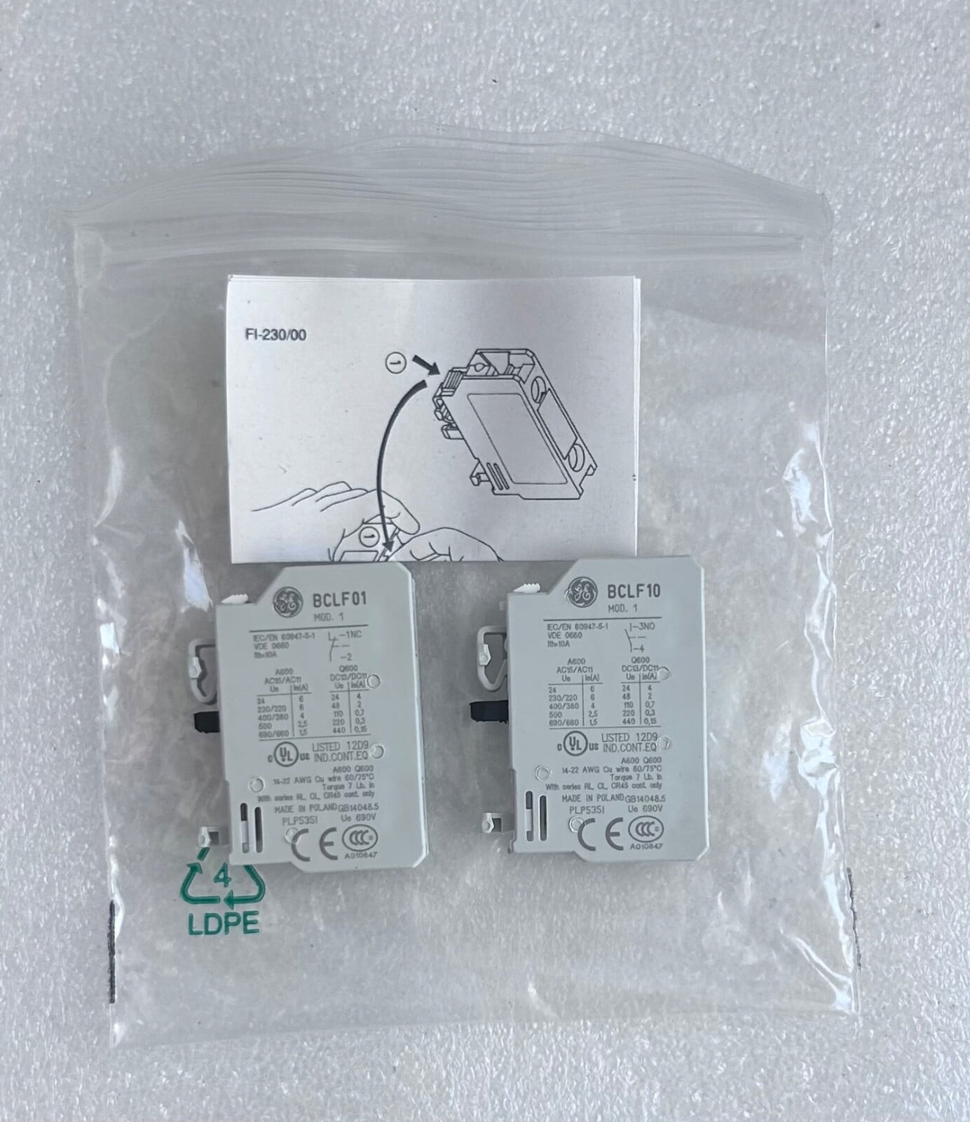 Lot Of 2 GE BCLF01 and BCLF10 Contact Blocks - Walmart.com