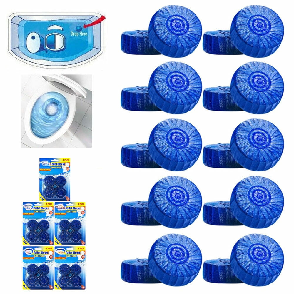 Lot Of 20 Automatic Bleach Toilet Bowl Tank Cleaner Blue Tablets Flush ...