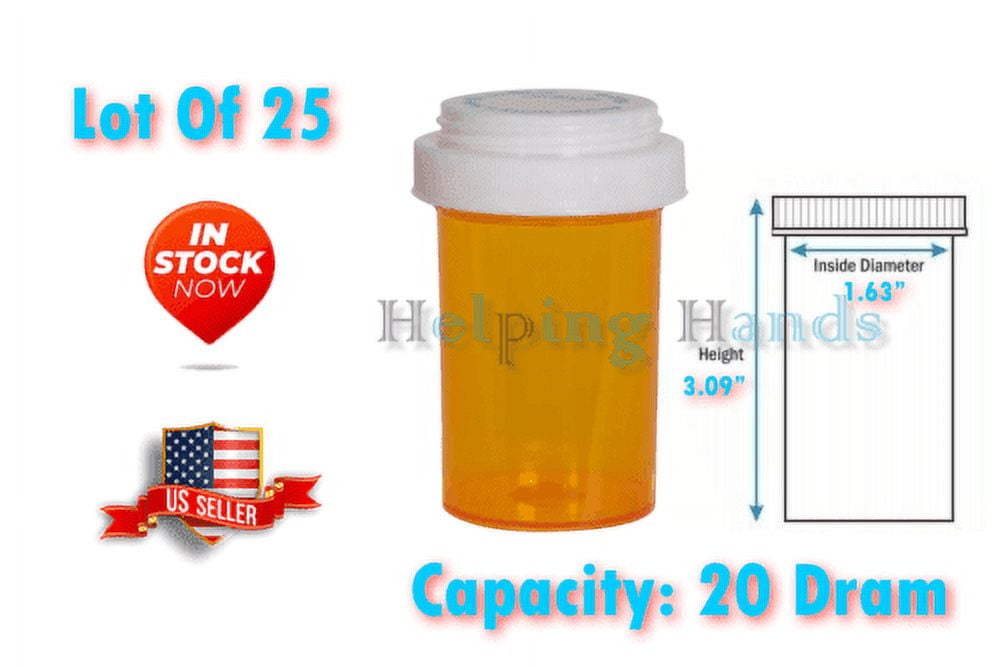 Lot Of 25 Prescription Vials & Reversible Caps (Child & Non-Child Locks ...