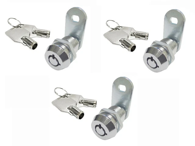 Lot Of 3 Tubular Cam Lock 5/8" 90 Degree & 2 Key Pull Drawer Cabinet ...