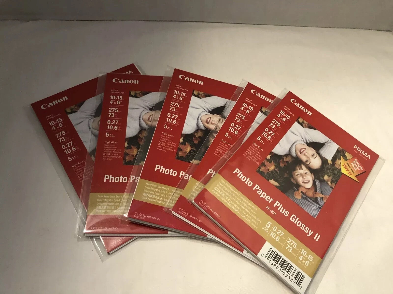 Lot Of 5 Canon Photo Paper Plus Glossy Ii Sample Paper Packs 4 X 6 25 ...