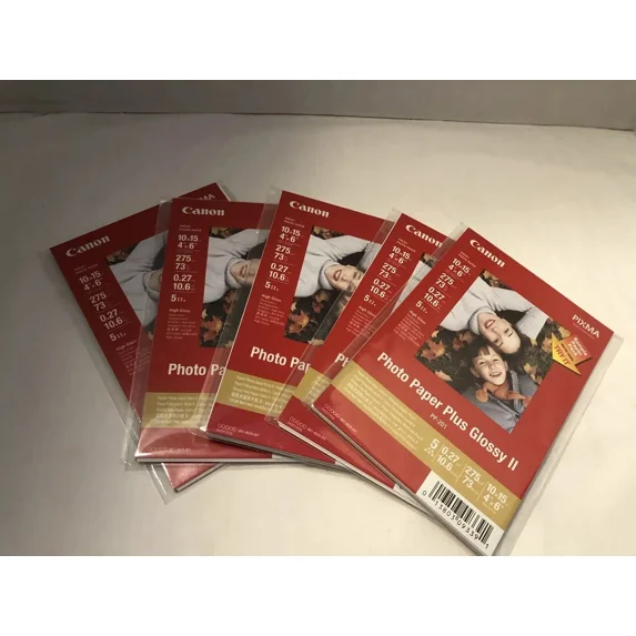 Lot Of 5 Canon Photo Paper Plus Glossy Ii Sample Paper Packs 4 X 6 25 ...