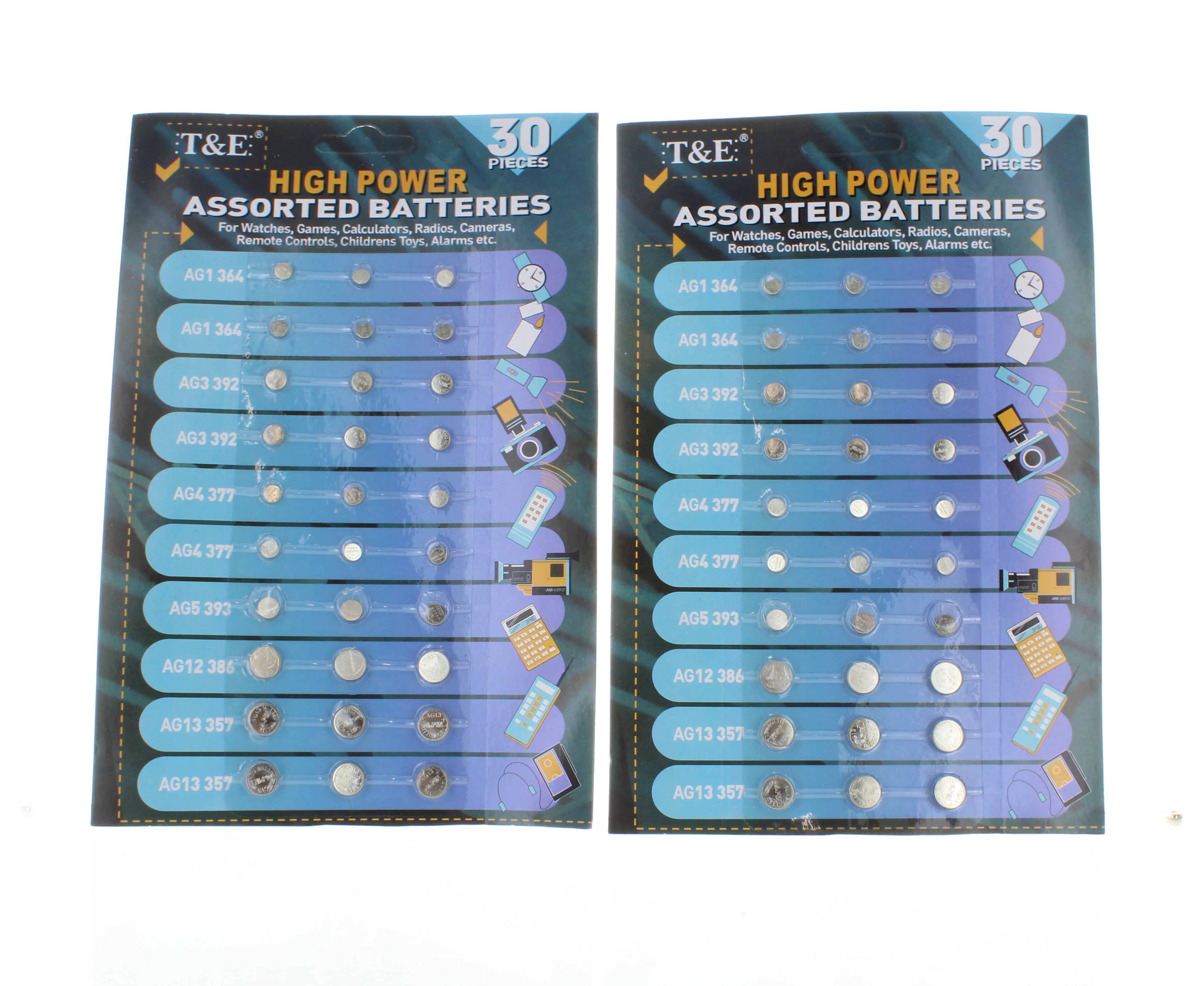 Lot Of 60 Assorted Button Cell Batteries Watch Games Calculator High ...