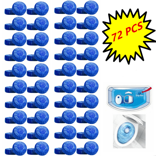 Lot Of 72 Automatic Bleach Toilet Bowl Tank Cleaner Blue Tablets Flush ...