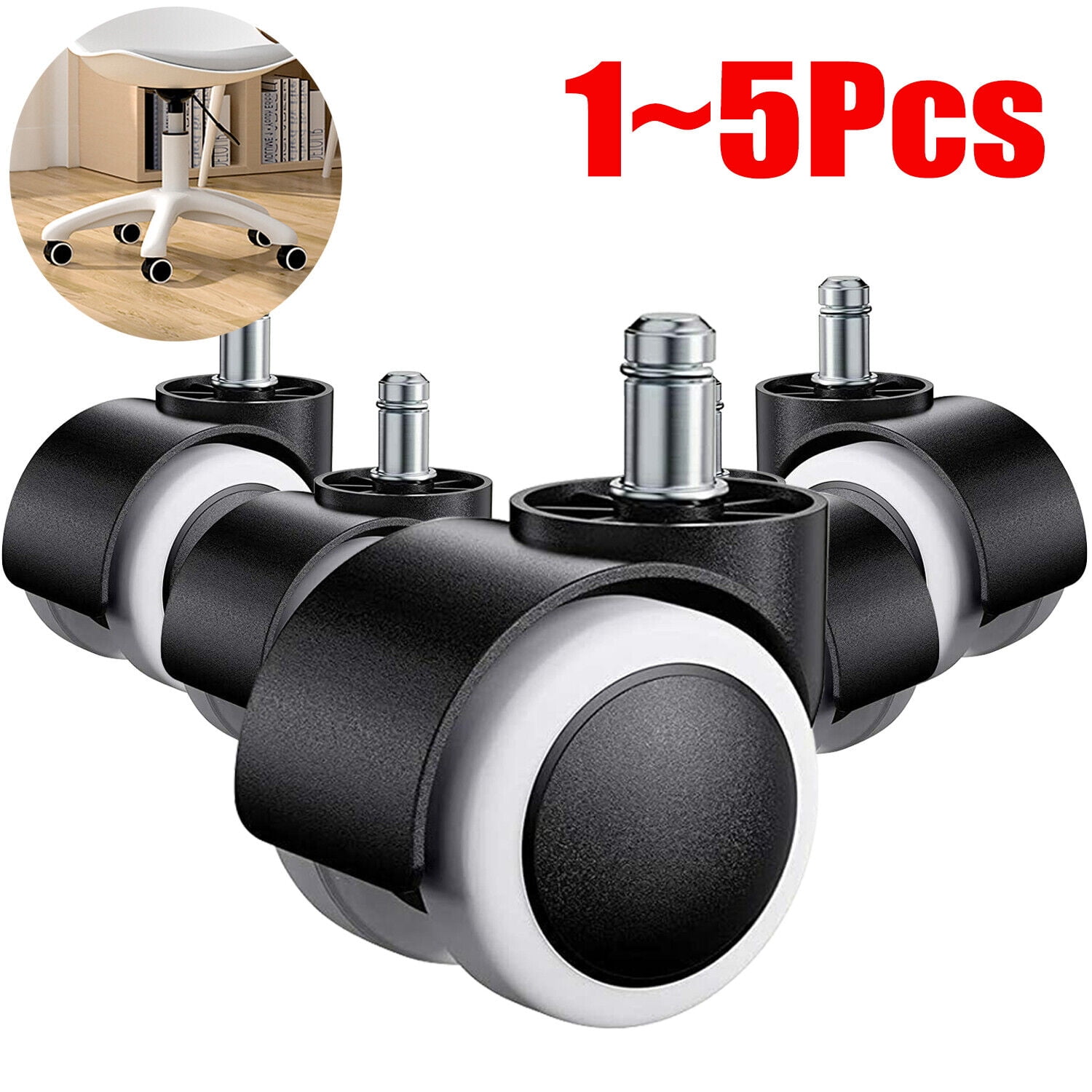 Lot Office Chair Caster Rubber Swivel Wheels Replacement Heavy Duty 2 ...