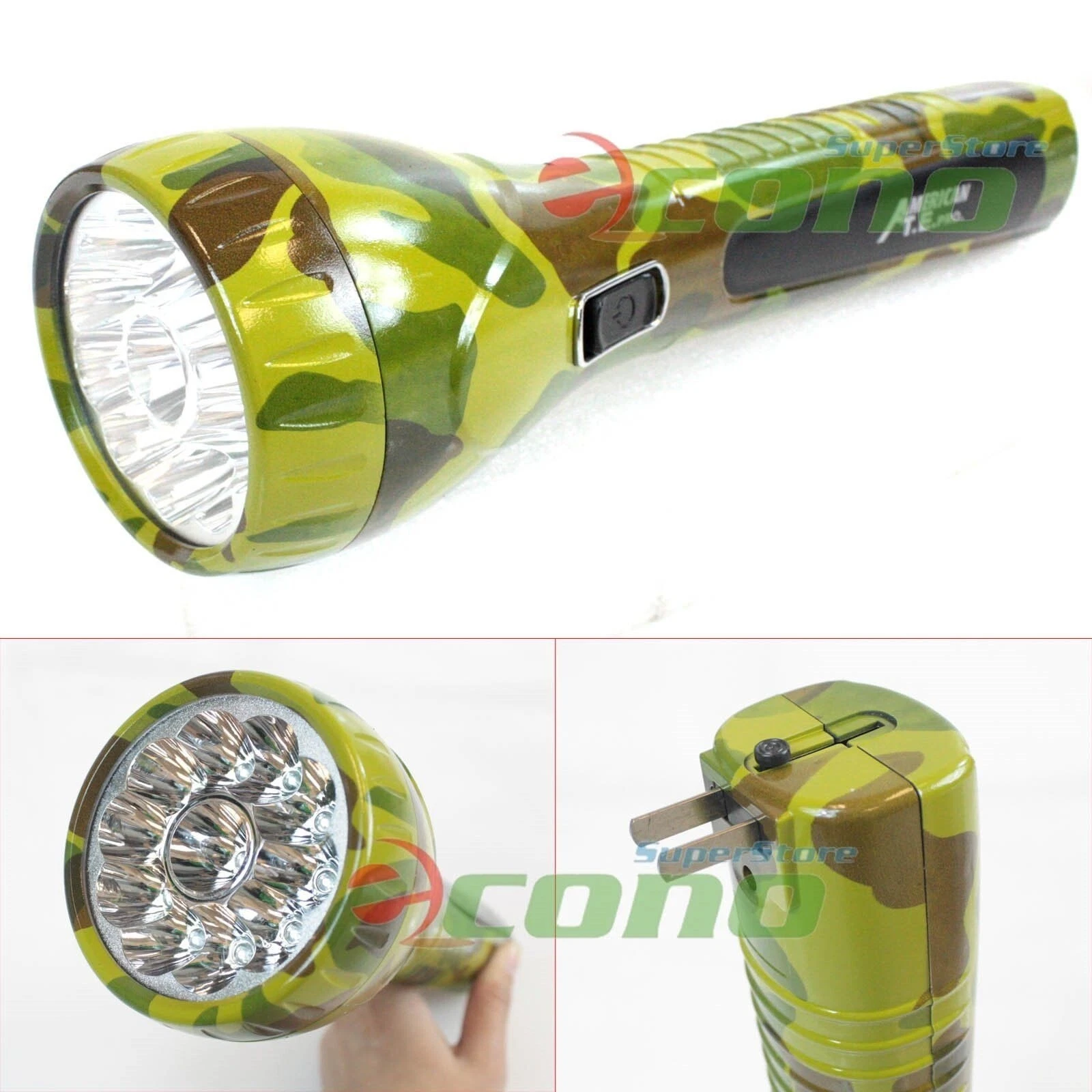 Lot Two 11 Led Camouflage Rechargeable Spot Work Light Flashlight ...