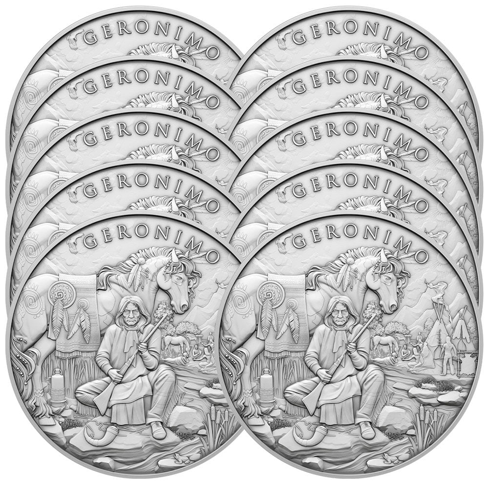 Lot of 10 - 1 Troy oz Geronimo Design .999 Fine Silver Round - Walmart.com