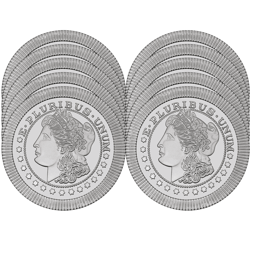 10x 1 Troy oz Morgan Stackable .999 Fine Silver Rounds - Ungraded ...