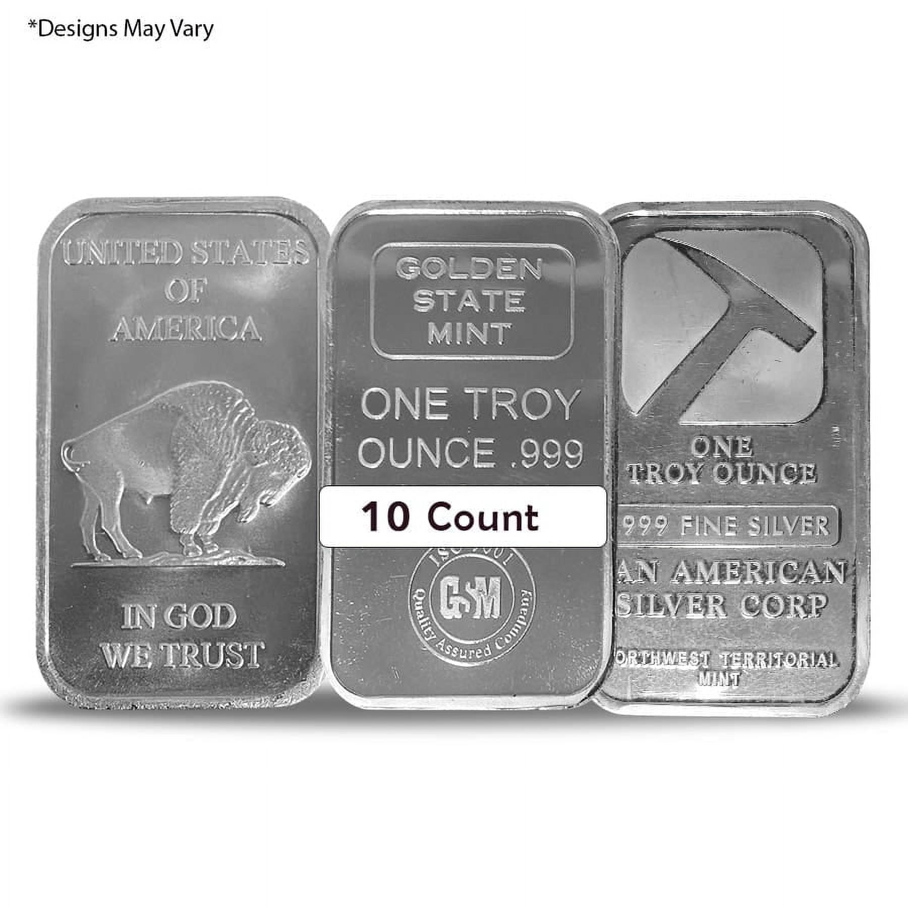 Lot of 10 - 1 oz Generic Silver Bar .999 Fine - Walmart.com