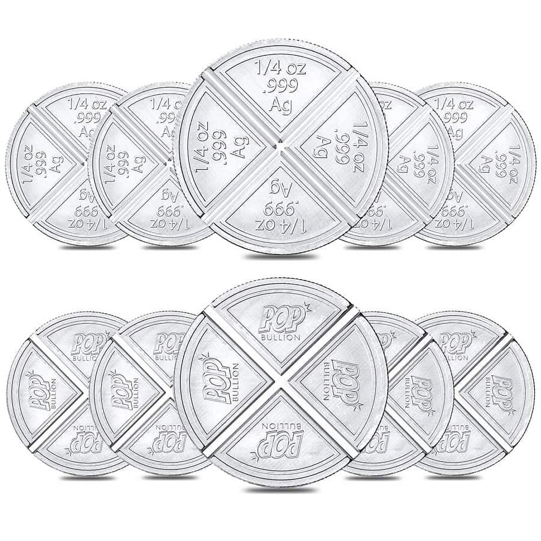 Pop Bullion - Lot of 10, 1 oz Divisible Silver Round .999 Fine, Quarter ...