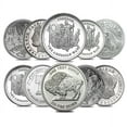 Bullion Silver Coins, Lot of 10, 1 oz Silver Generic Rounds .999 Fine ...