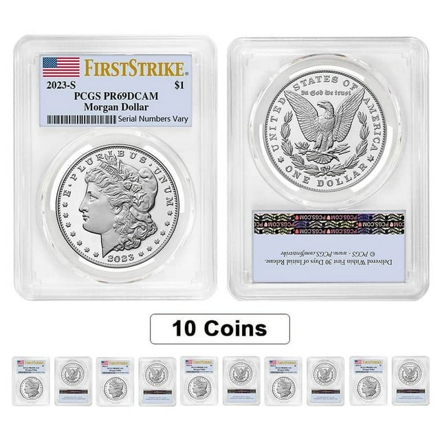 Lot of 10 - 2023-S Morgan Silver Dollar Proof Coin PCGS PF 69 FS ...