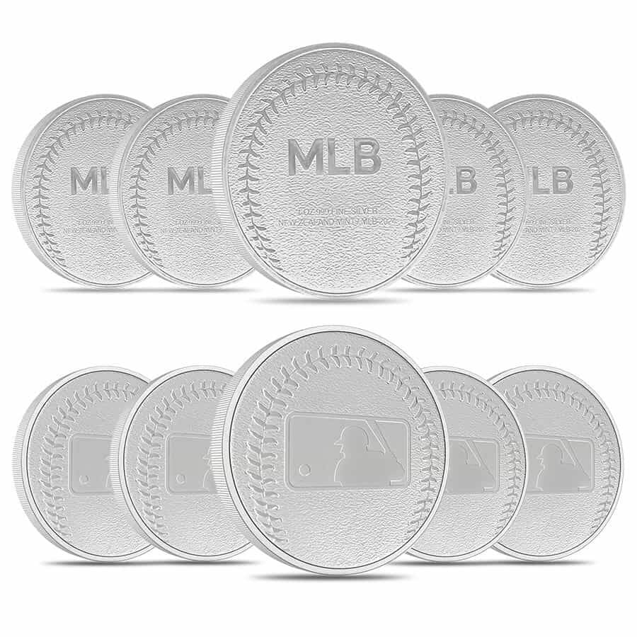 Lot of 10 - 2024 New Zealand 1 oz Major League Baseball (MLB) Silver ...