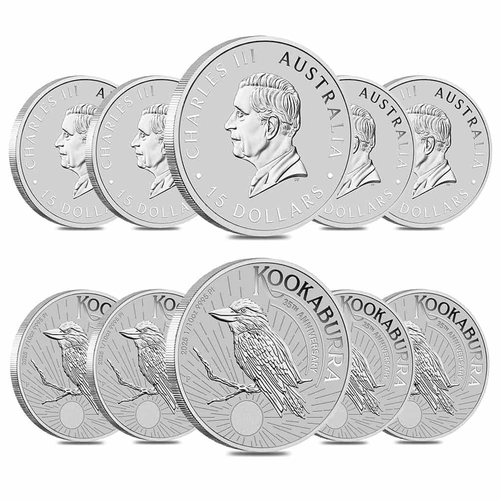 Lot of 10 - 2025 1/10 oz Platinum Australian Kookaburra Perth Mint Coin ...