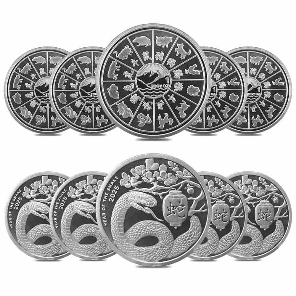 Lot of 10 - 2025 1 oz First Mint Lunar Snake Silver Round .999 Fine ...