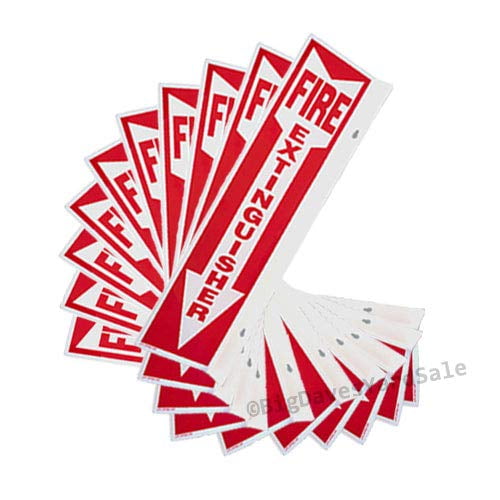 (Lot of 10) All Rigid Plastic Fire Extinguisher Sign 4" x 18" on a 90 ...