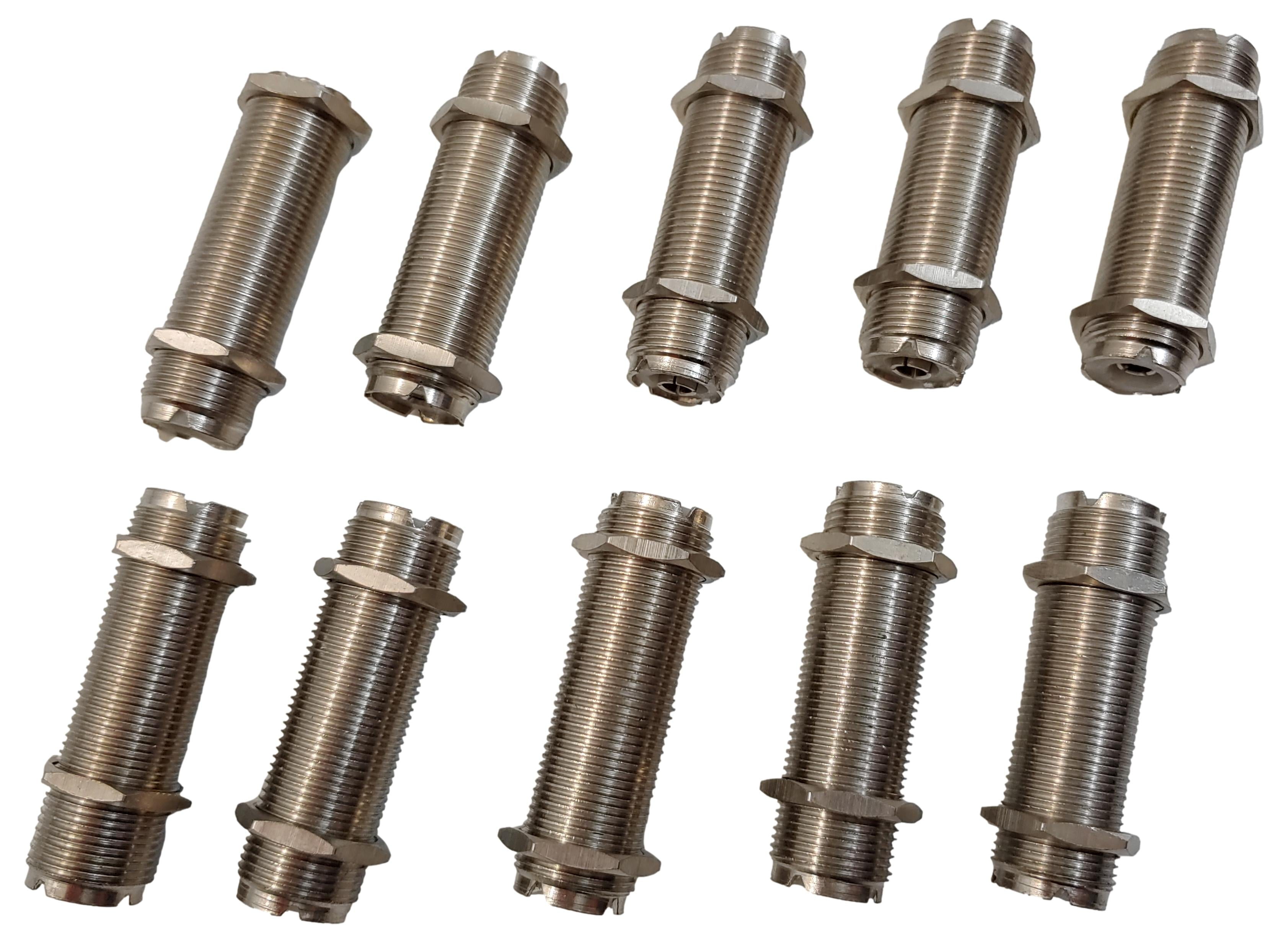 Lot of 10 Double Female SO-239 UHF Bulkhead Ham Radio Through-Wall 2 ...