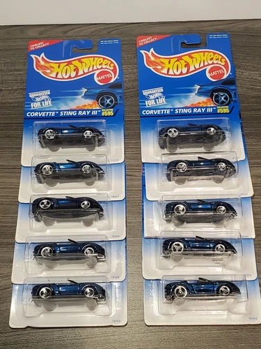 Lot of 10 Hot Wheels 1996 Corvette Sting Ray III Blue 3SP #595 1:64 ...