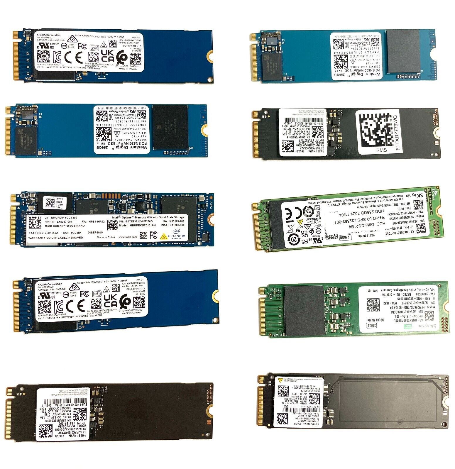 Lot of 10 Mix Major Brands Fast 256GB Solid State Drive NVME M.2 2280 ...