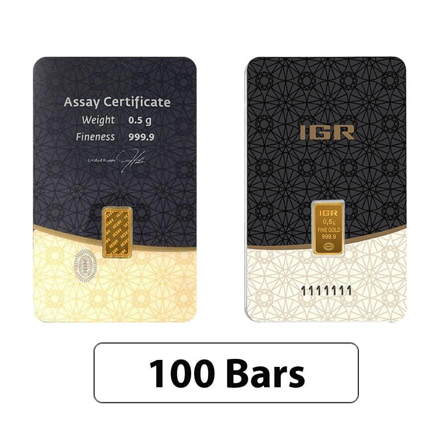 Lot of 100 - 1/2 Gram Istanbul Gold Refinery (IGR) Bar .9999 Fine (in ...
