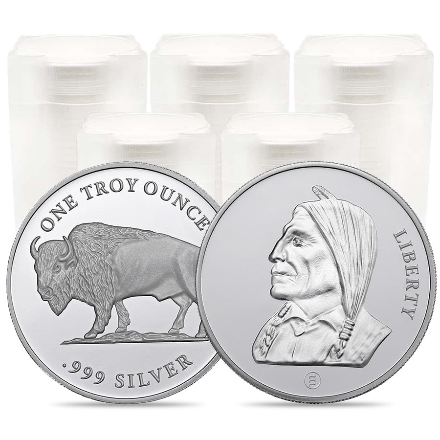 Lot of 100 - 1 oz Buffalo Proof-like Silver Round .999 Fine by Private ...