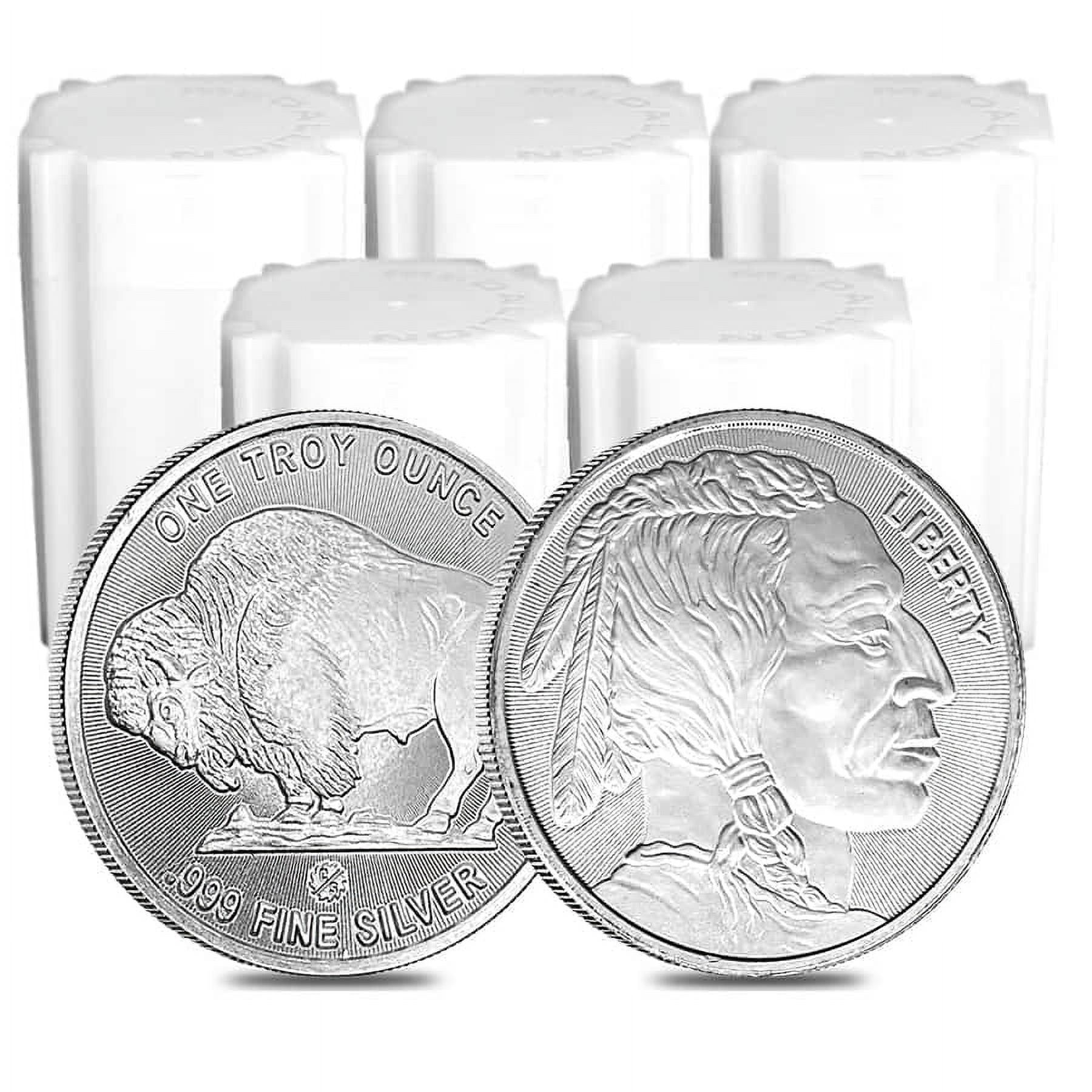 Bullion Exchange - 100 Buffalo Silver Rounds, 1 oz .999 Fine (5 Tubes ...