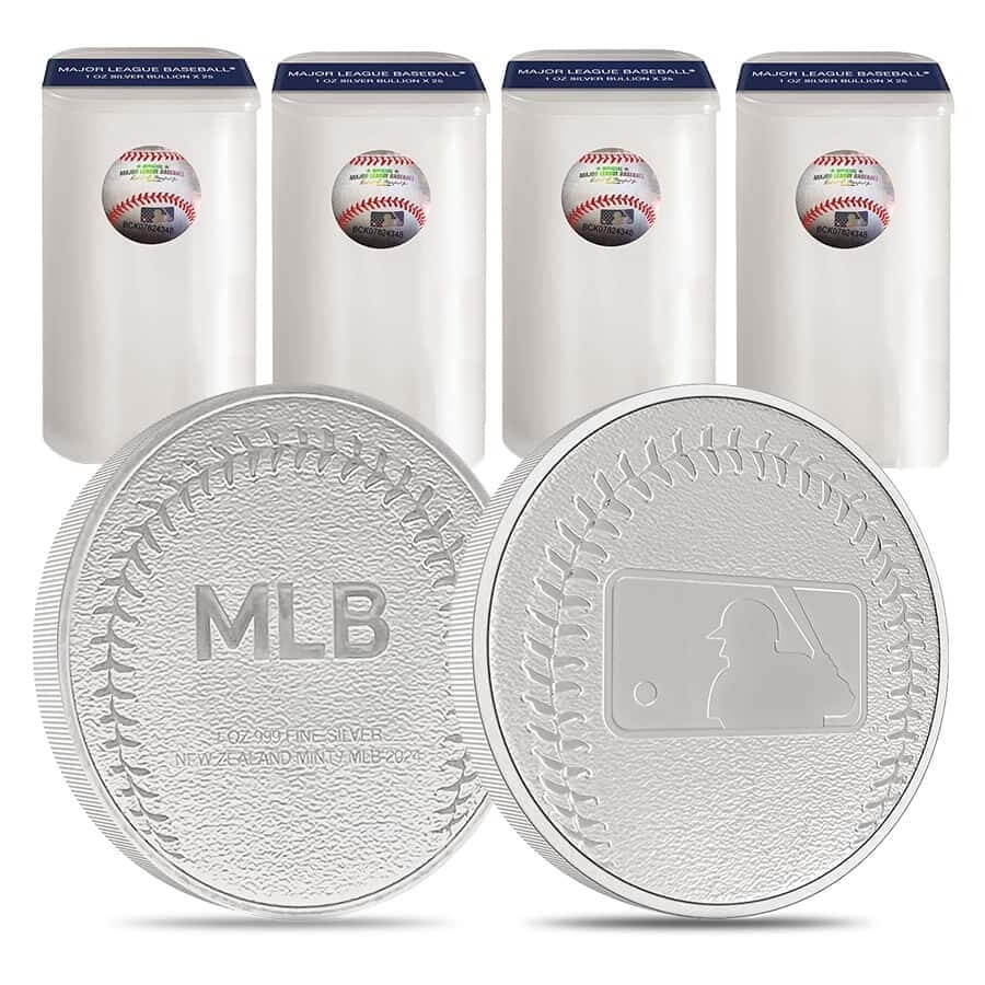 Lot of 100 - 2024 New Zealand 1 oz Major League Baseball (MLB) Silver ...