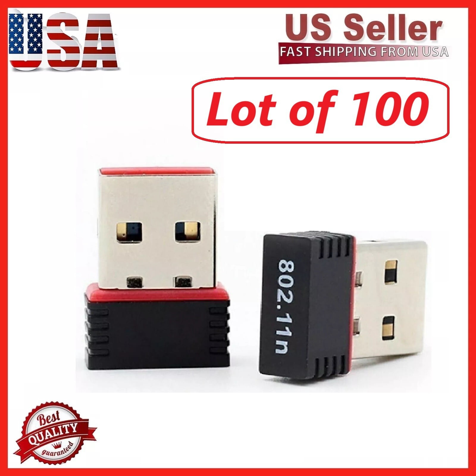 Lot of 100 Mini USB WiFi WLAN Wireless Network Adapter 802.11 Dongle ...