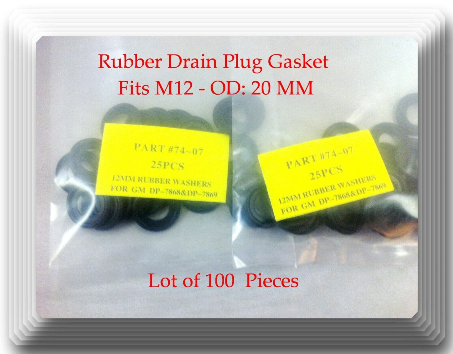 Lot of 100 Rubber Drain Plug Gasket, Fits M12- OD: 20mm Fits:GM Ford ...