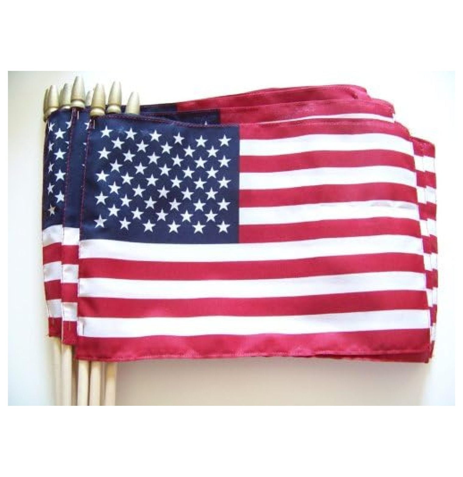 Lot of -12-8x12 Inch US American Hand Held Stick Flags Sewn Edges with ...