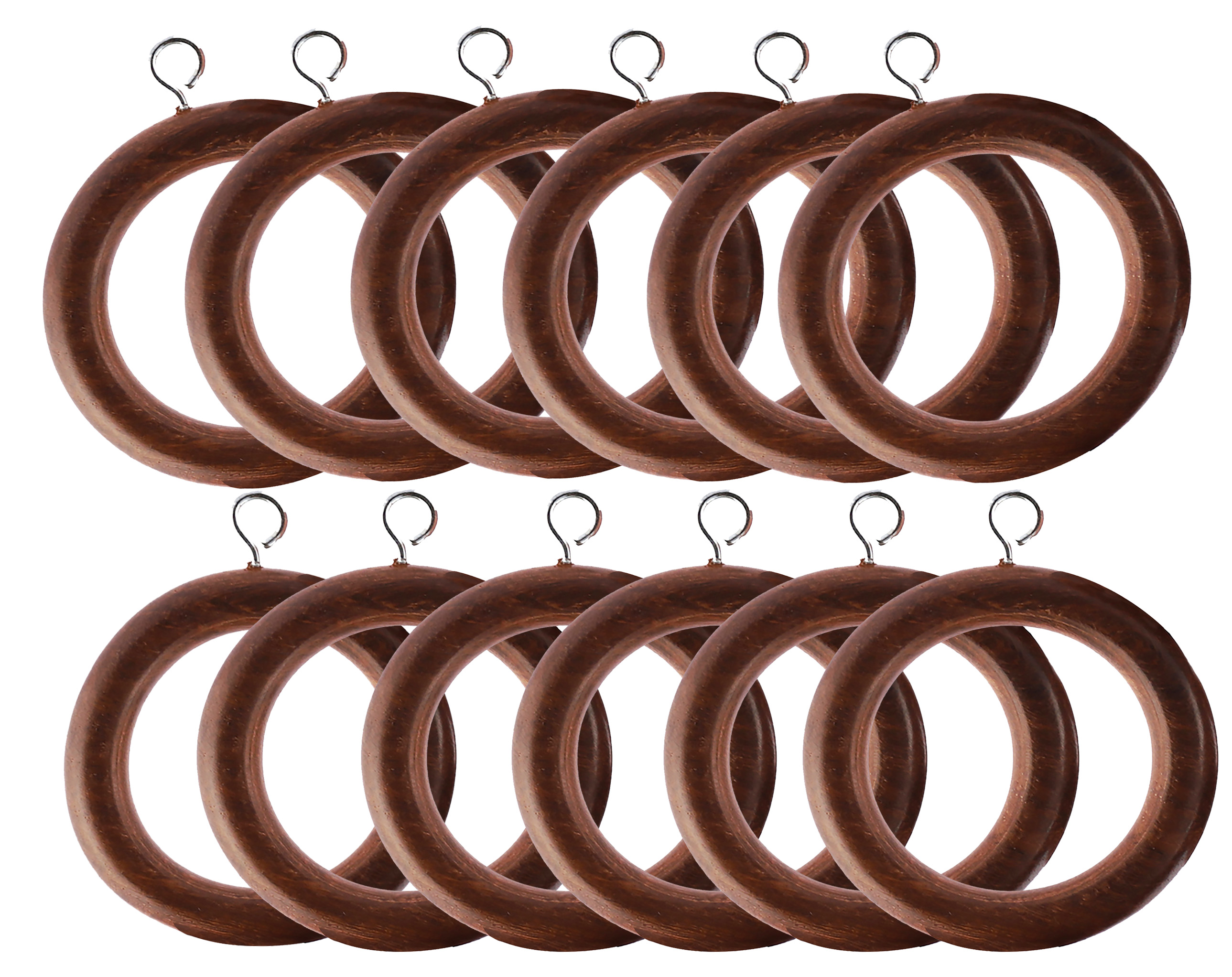 Lot of 12 Premium Handmade Wooden Curtain Rings, Buffed Finish Dark ...
