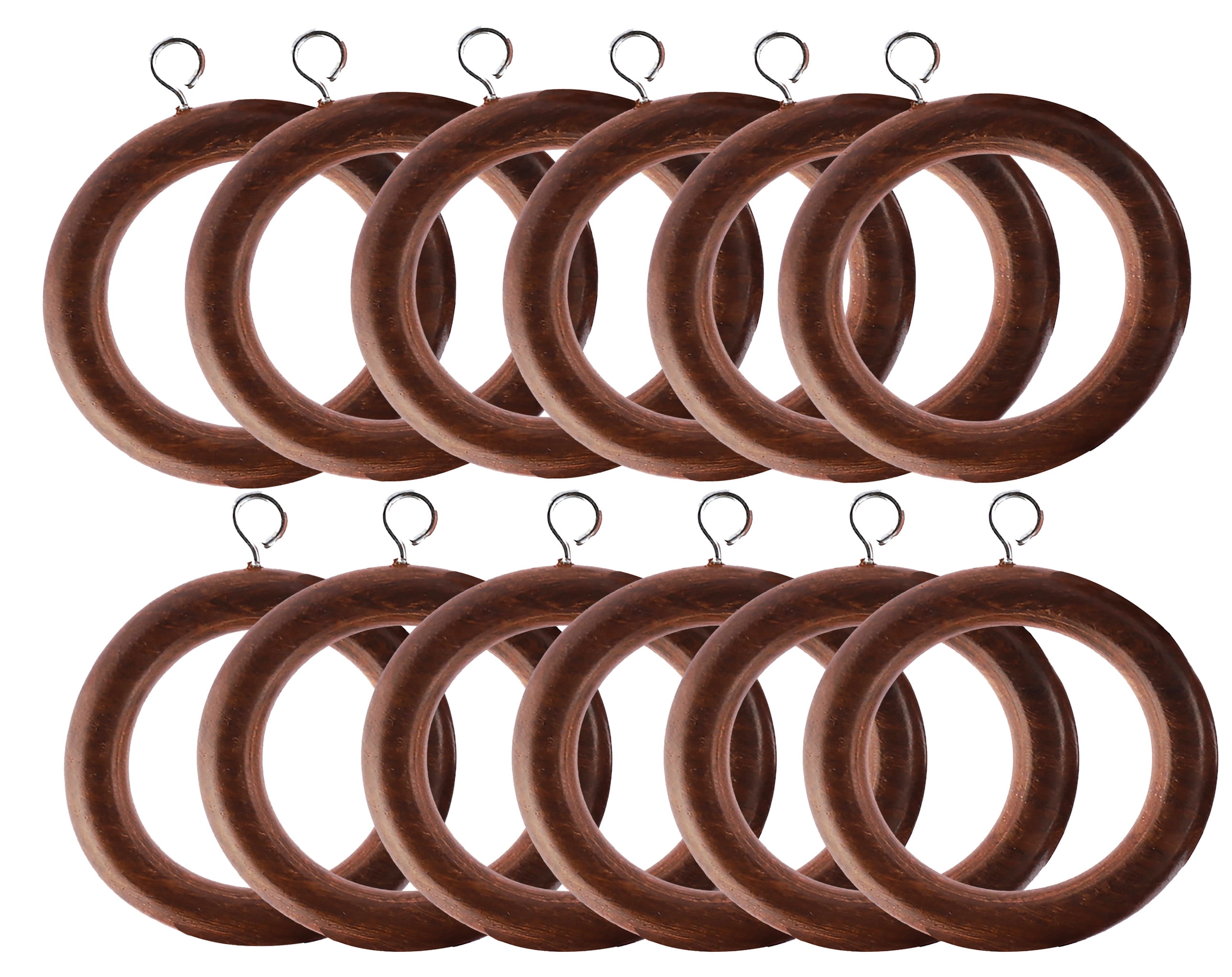 Lot of 12 Premium Handmade Wooden Curtain Rings, Buffed Finish Dark ...