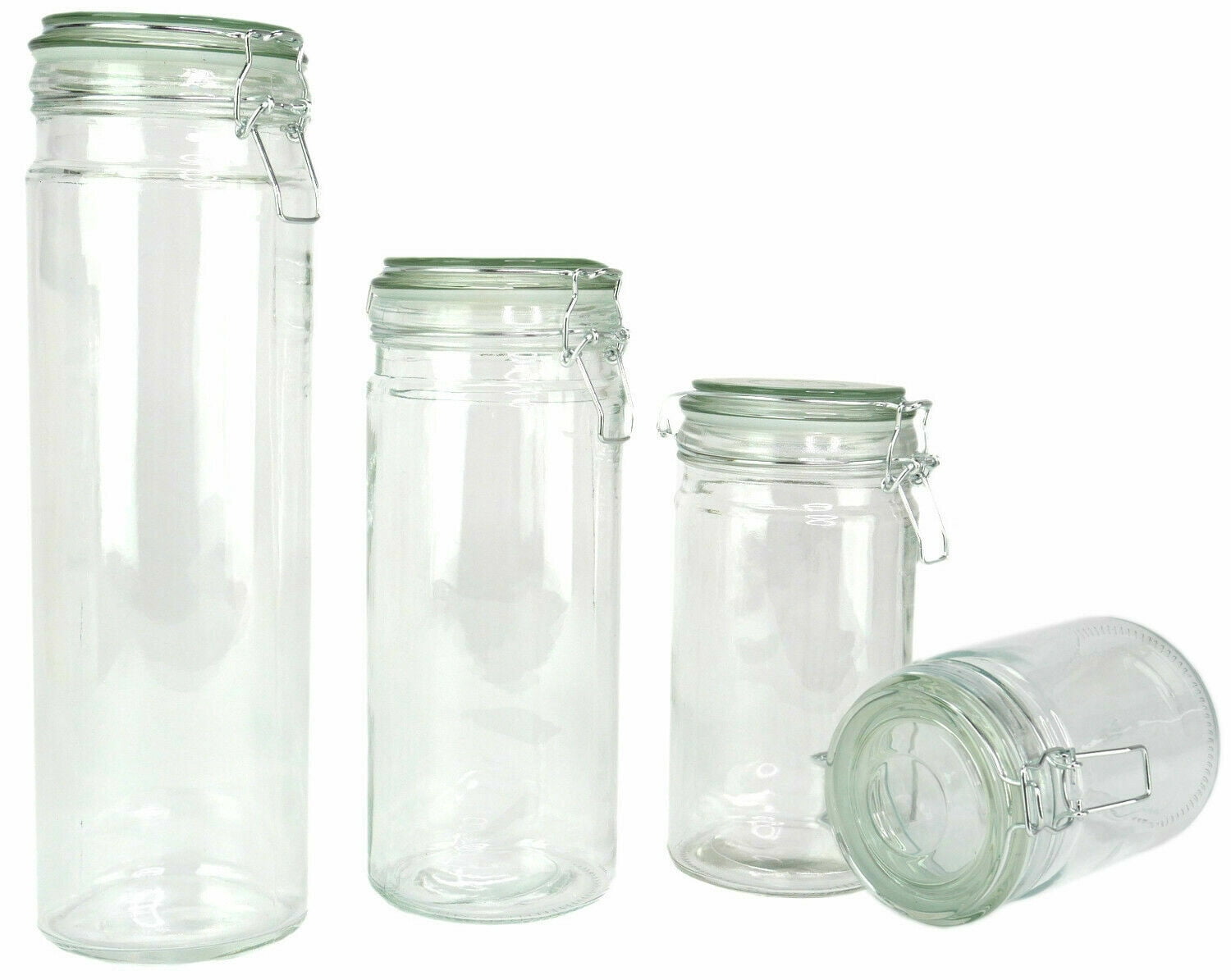 Lot of 16 Glass Storage Jars with Silicone Sealing Hinged Lids in 4 ...