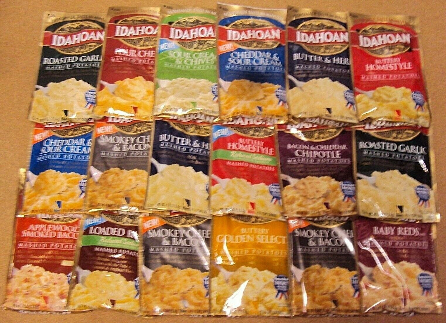 Lot of 18 Pack IDAHOAN Flavored Instant Mashed Potatoes 4 Oz/Pack ...