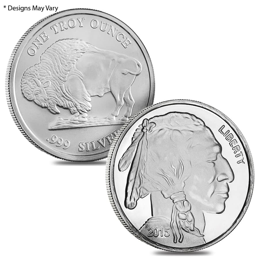 Lot of 2 - 1 oz Silver Buffalo Design Generic Rounds .999 Fine ...