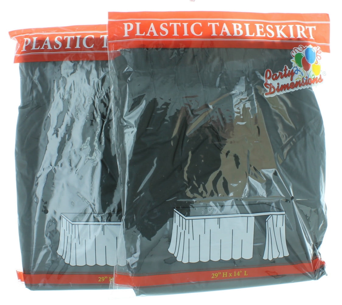 Lot of 2 Black Table Skirts 29" x 14' Plastic Table Skirt Party ...