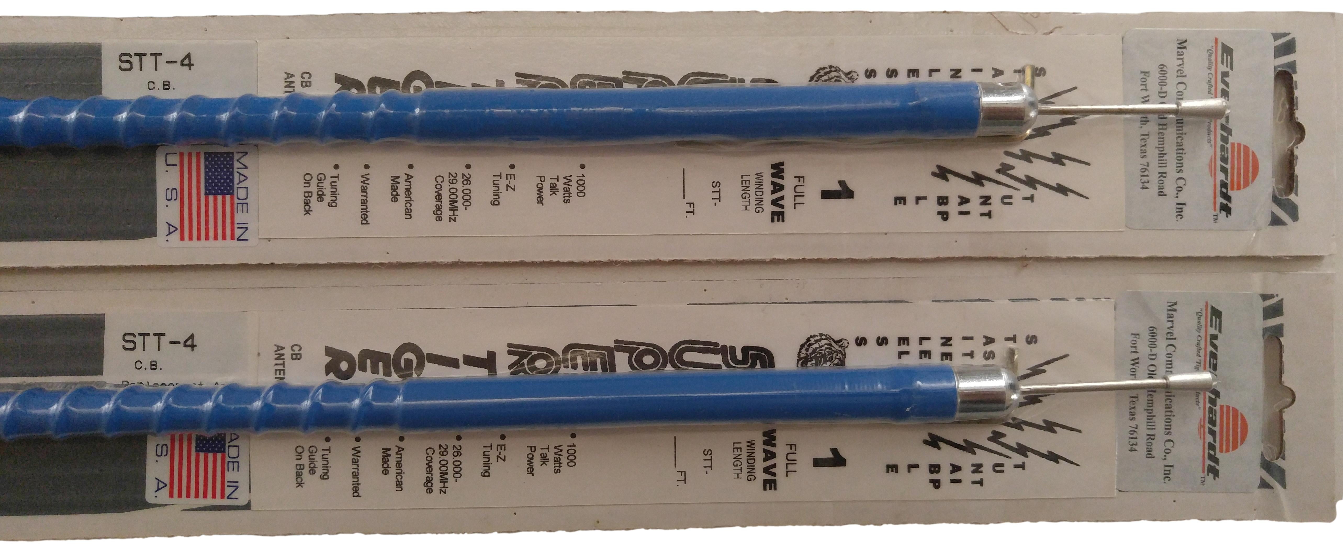 Lot of 2 Everhardt STT4-BL 4 ft Fiberglass Tuneable CB Antenna 1000 ...
