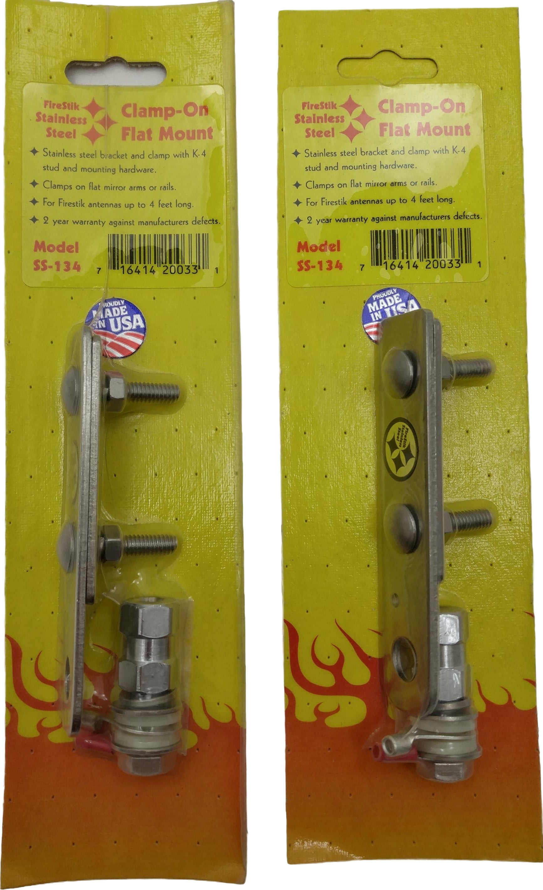 Lot of 2 Firestik SS-134 Stainless Steel Clamp On Flat CB Radio Antenna ...
