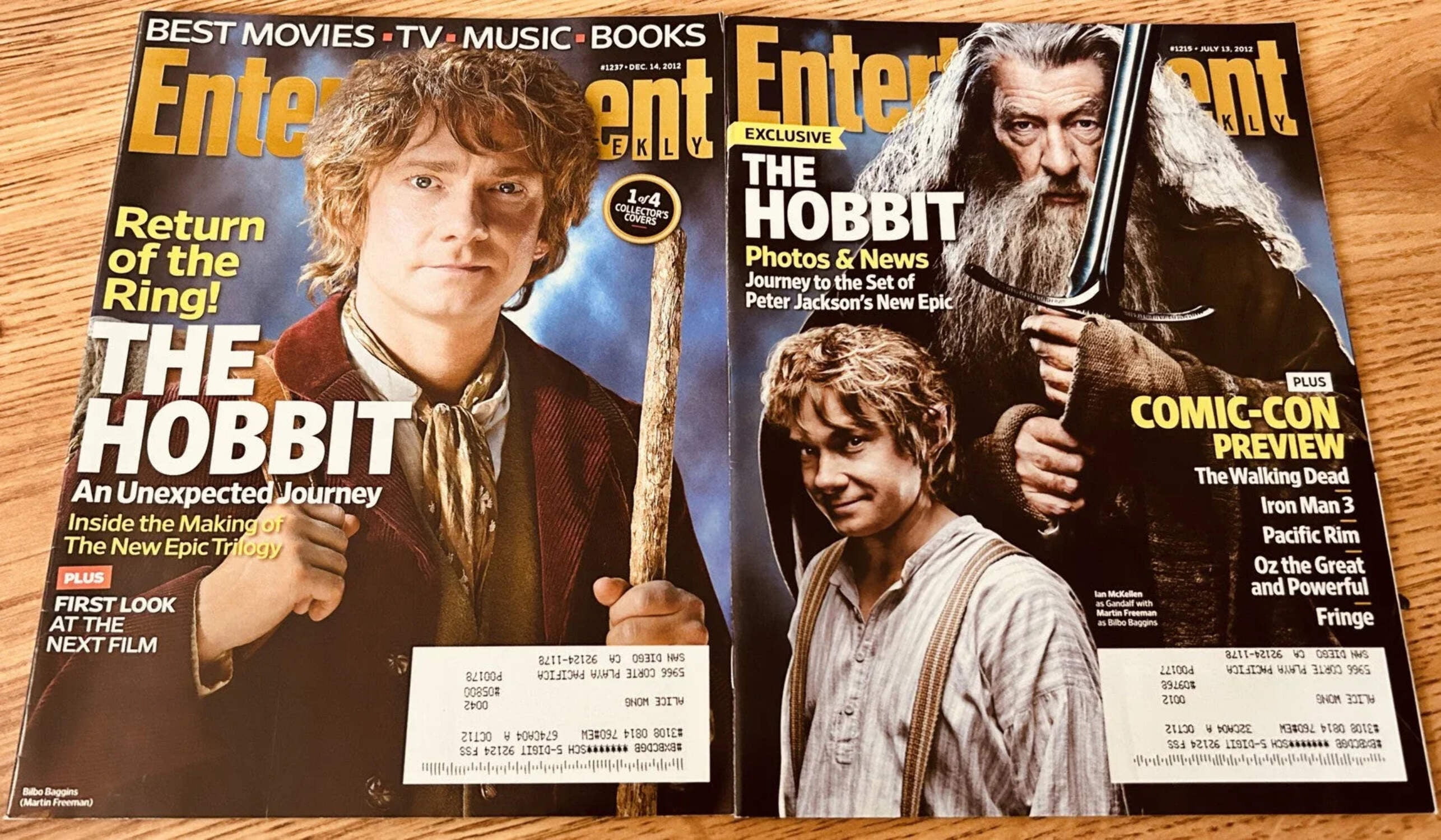 Lot of 2 Hobbit movie 2012 Entertainment Weekly magazines Martin ...