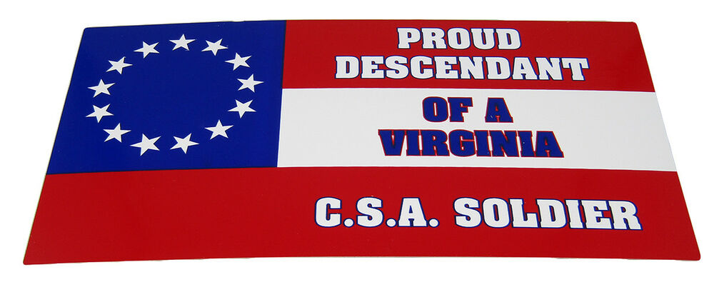 Lot of 2 Proud Descendant of a Virginia CSA Soldier Decal Bumper ...