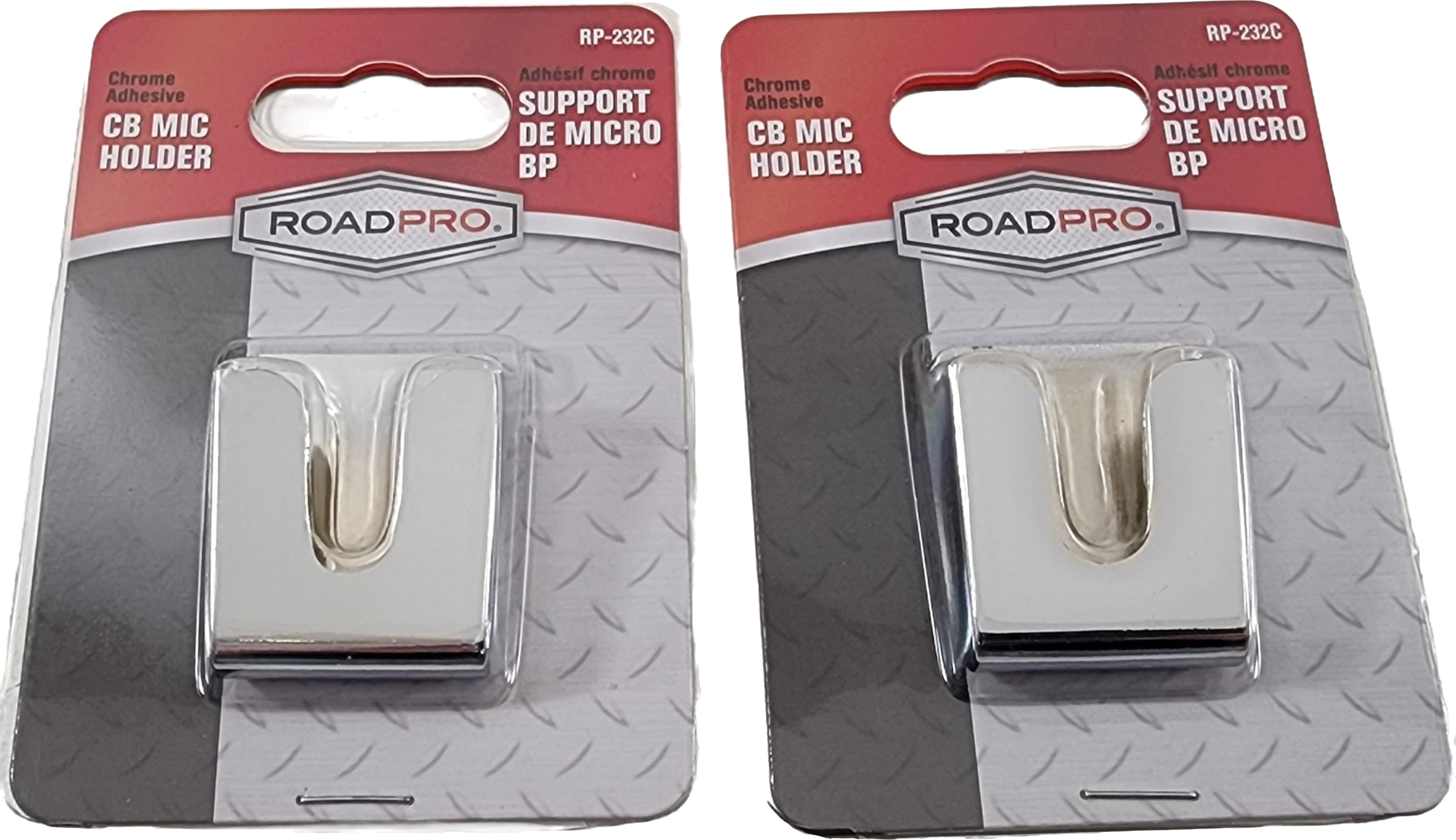 Lot of 2 RoadPro RP-232C Chrome Double Sided Tape Style CB Radio Mic ...