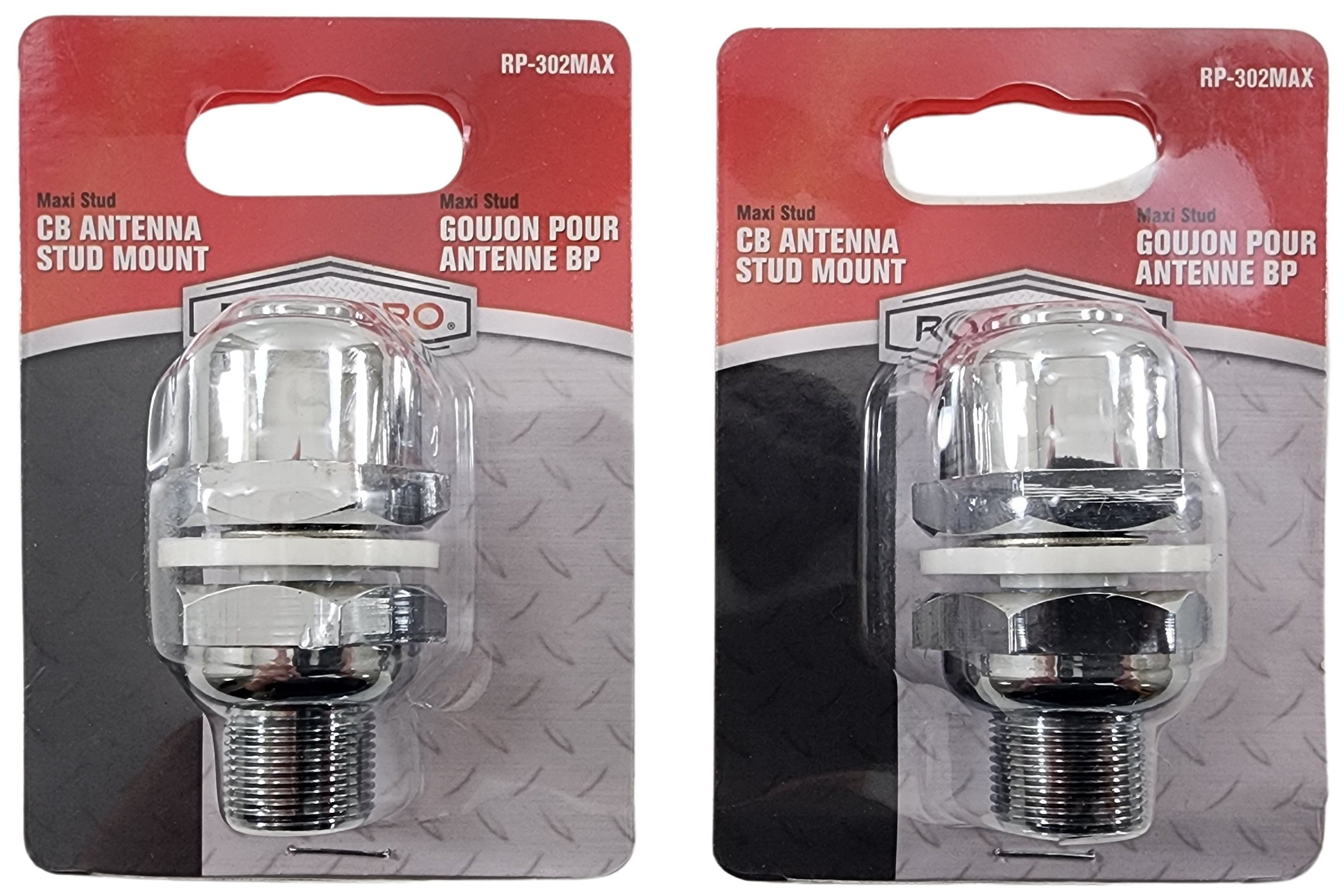 Lot of 2 RoadPro RP-302MAX Heavy Duty Chrome Plated Antenna Maxi Stud w ...
