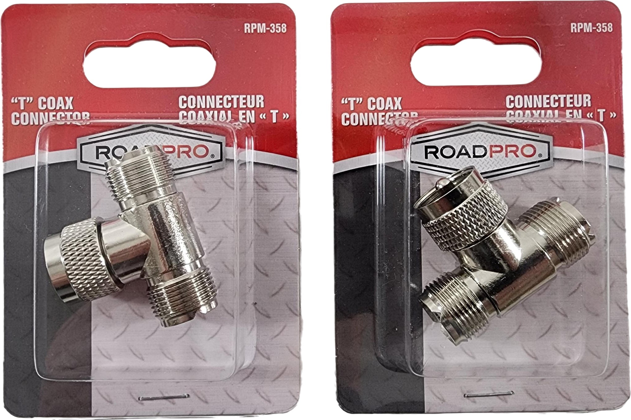 Lot of 2 RoadPro RPM-358 CB Radio UHF "T" Coax Connector (Female-Male ...
